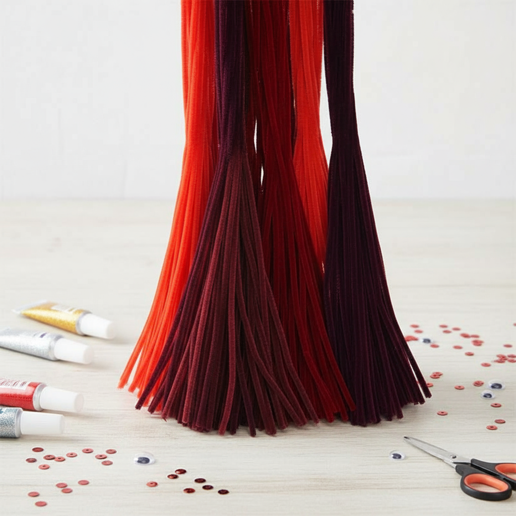 200pcs Red Series Chenille Stems Pipe Cleaners Craft, Big Red, Vivid ...