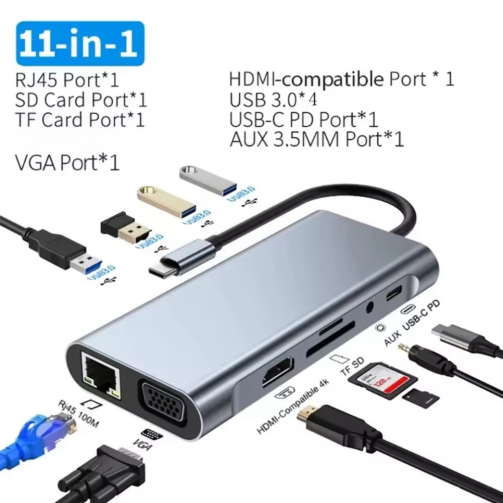 Vga to type c Docking Station HDMI 4K VGA USB 3.0 SD TF Card Reader ...