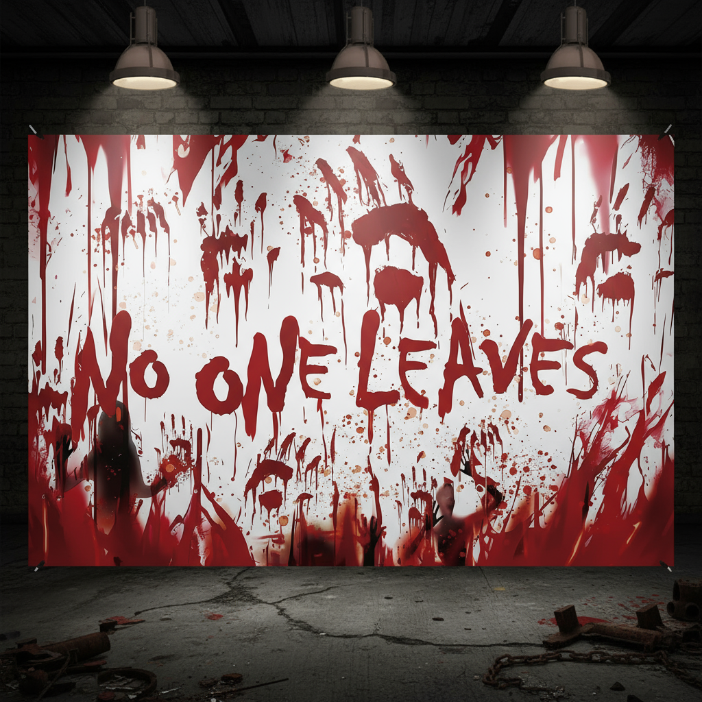 Bloody Zombie Backdrop Set - Horror No Escape Banner & Vampire Theme ...