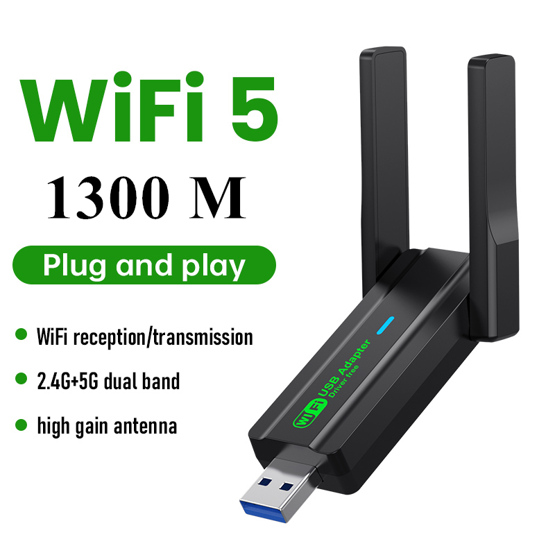 USB3.0 WiFi Adapter, Wireless Adapter 1300M, 2.4G and 5G, speed 1300M ...