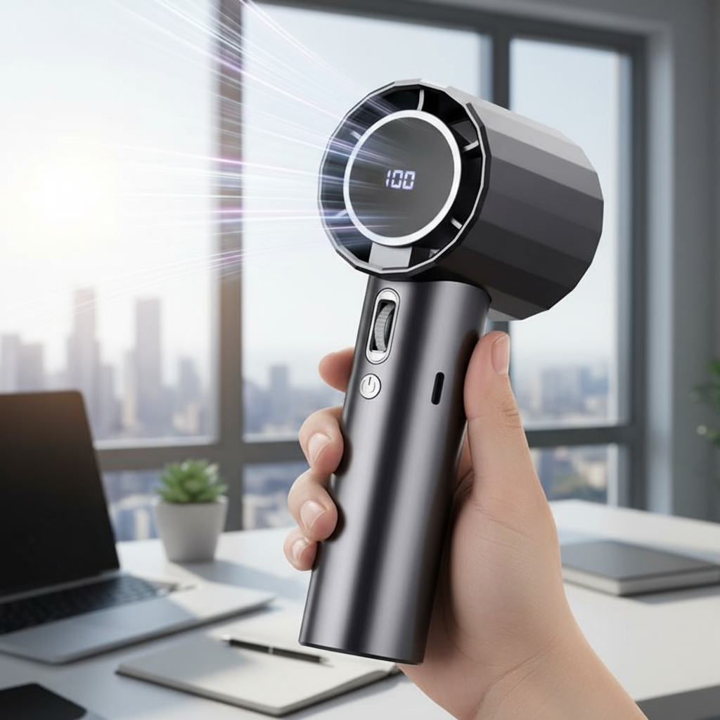 6000mAh Rechargeable Bladeless Portable Fan 100 Speed Turbo Mini Quiet ...