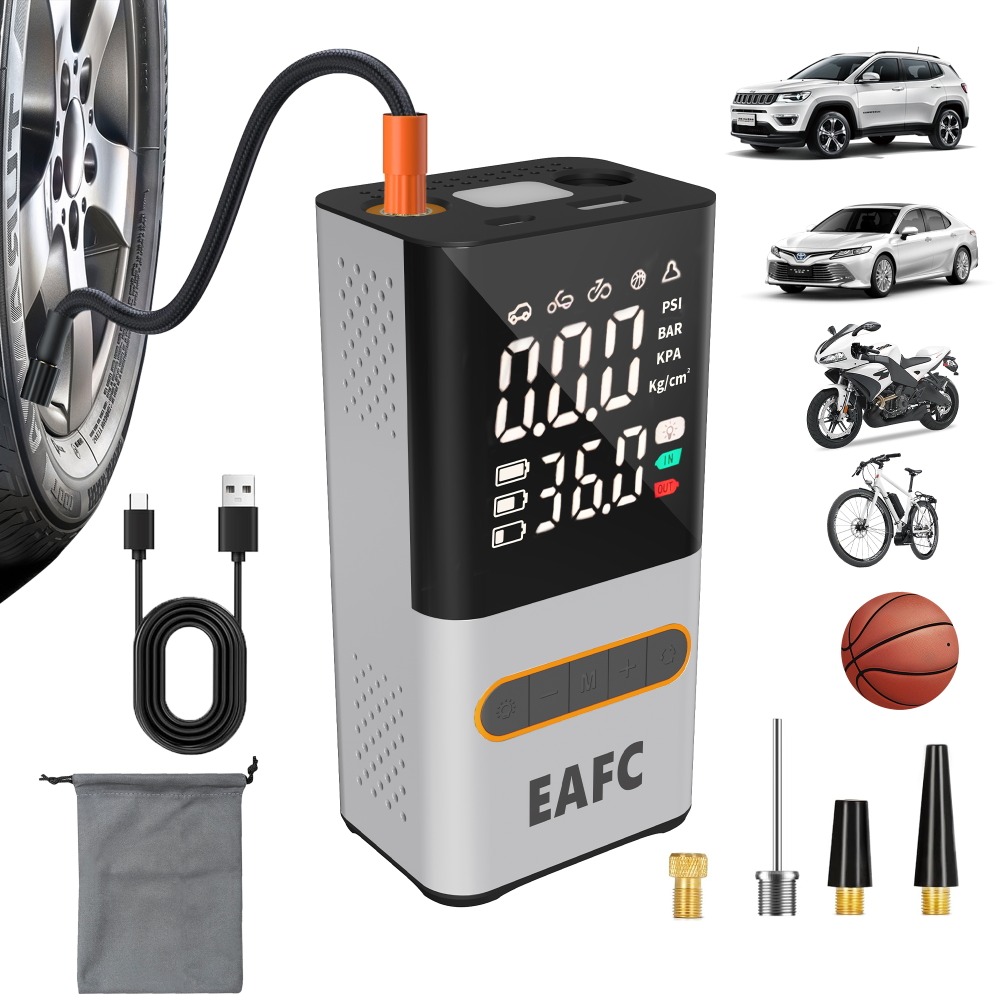 Portable Electric Inflator Pump Mini Wireless Smart Digital Air Compressor Tire Pressure ...