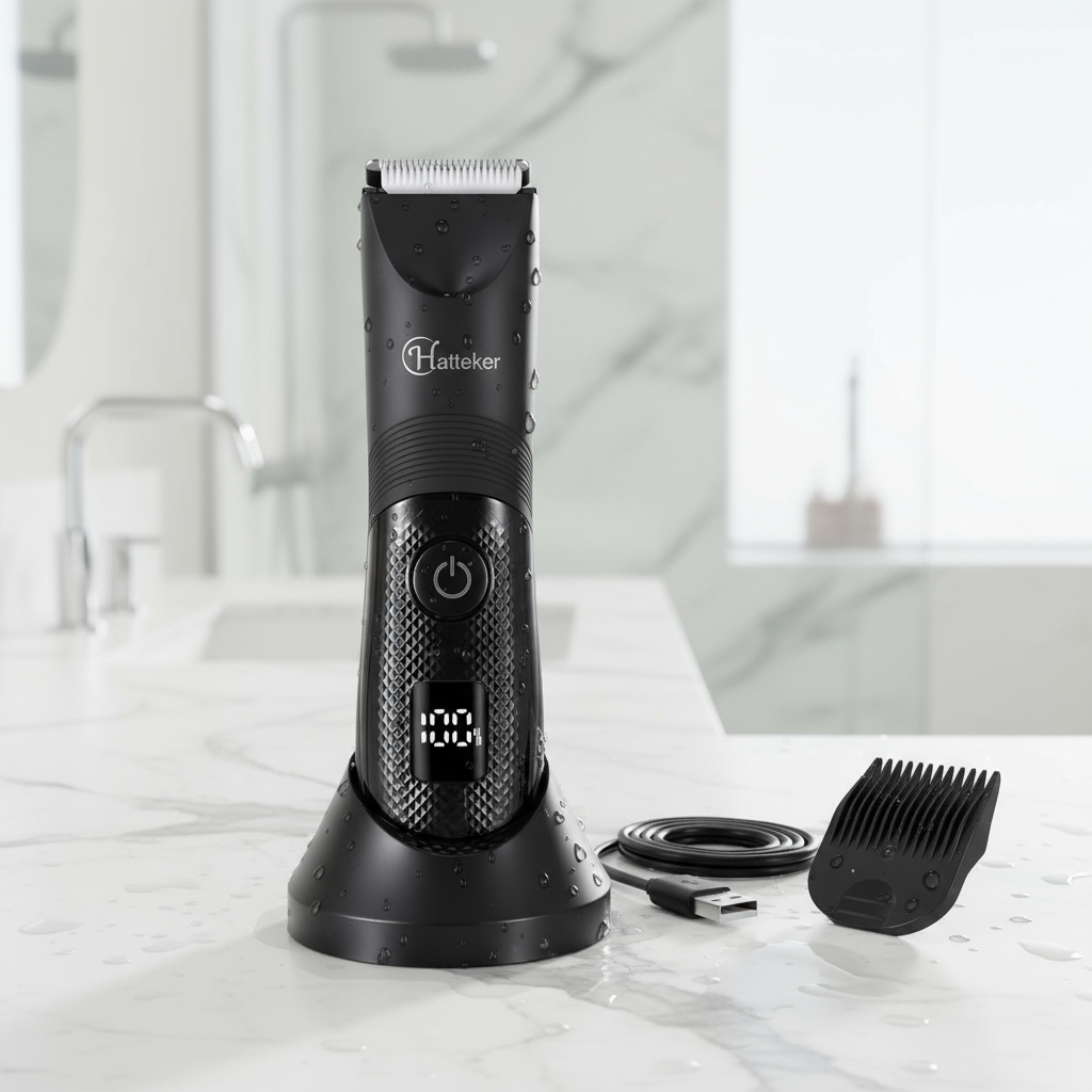 HATTEKER Pubic Trimmer for Men, Body Hair Clipper with Light, Ball ...