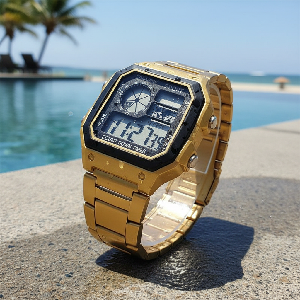 Men's Digital Watch LED Glow Waterproof Day Date Square Display ...
