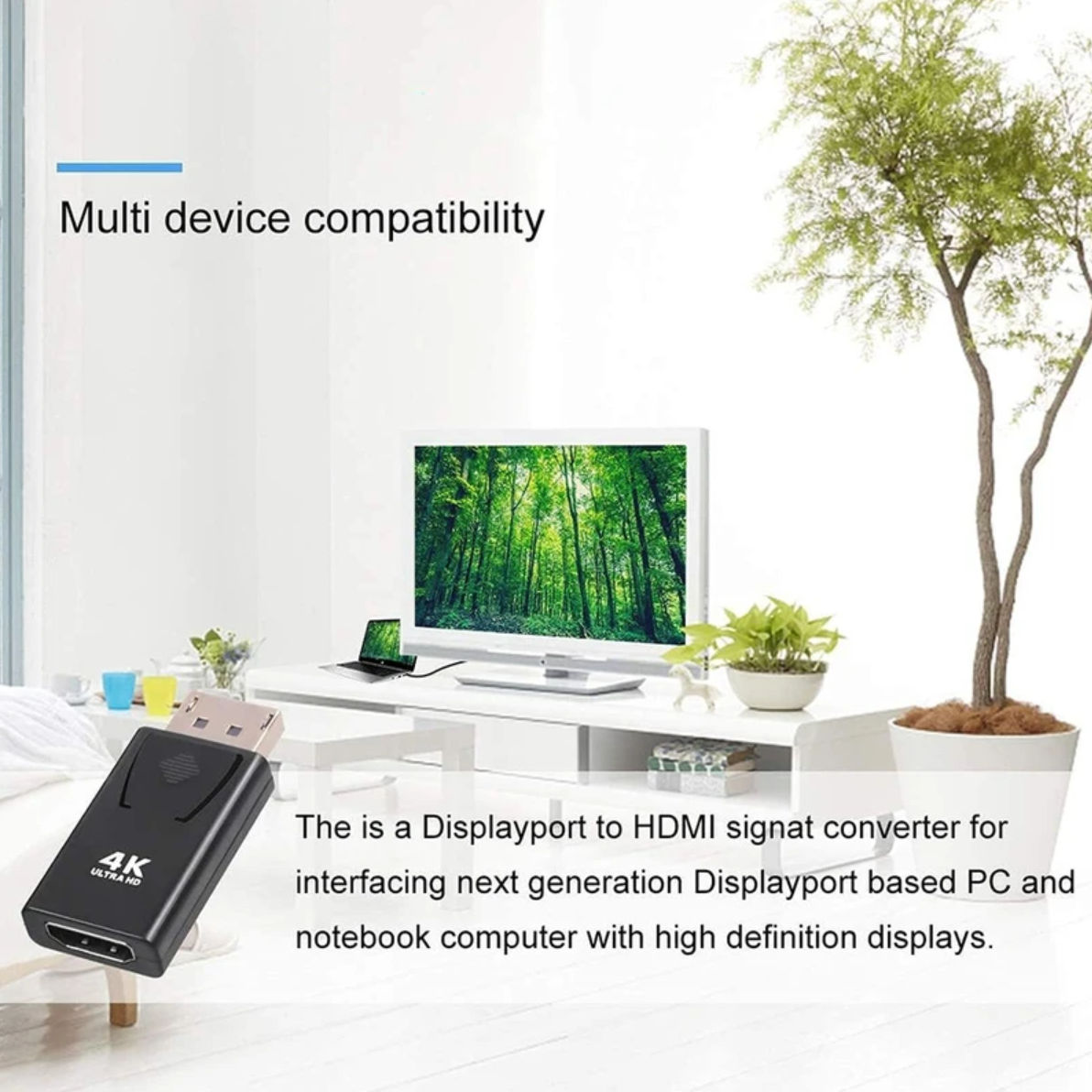 4K DisplayPort To HDMI Adapter DP To HDMI Converter Gold-Plated ...