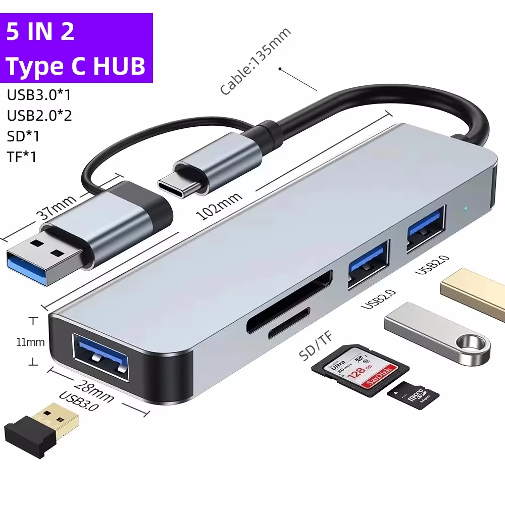 USB HUB TypeC Adapter 5 in 1 HDMI 4K Docking Station Data Transfer for ...