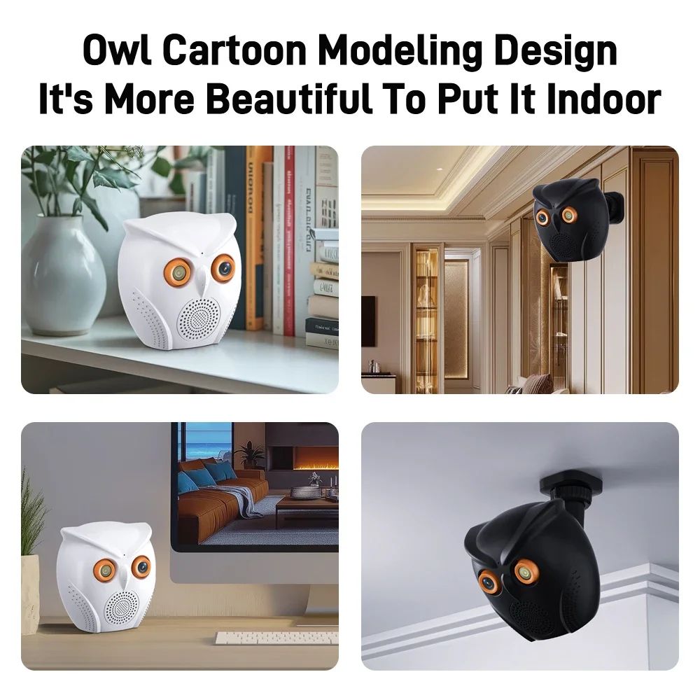 ICSEE Owl HD WiFi CCTV Camera Indoor Surveillance 2-Way Audio Color ...