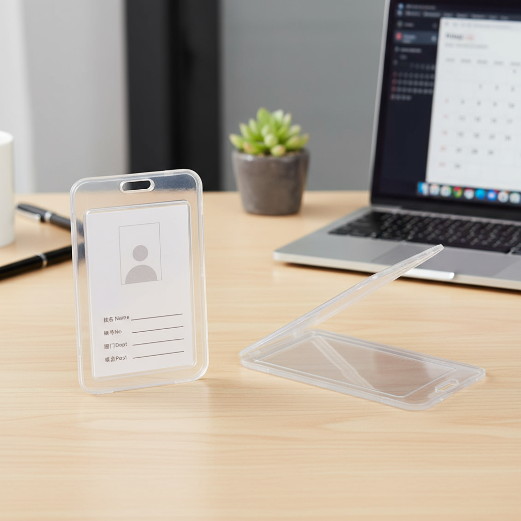 10 Pieces Clear Plastic Vertical ID Card Badge Sleeves with Resealable ...