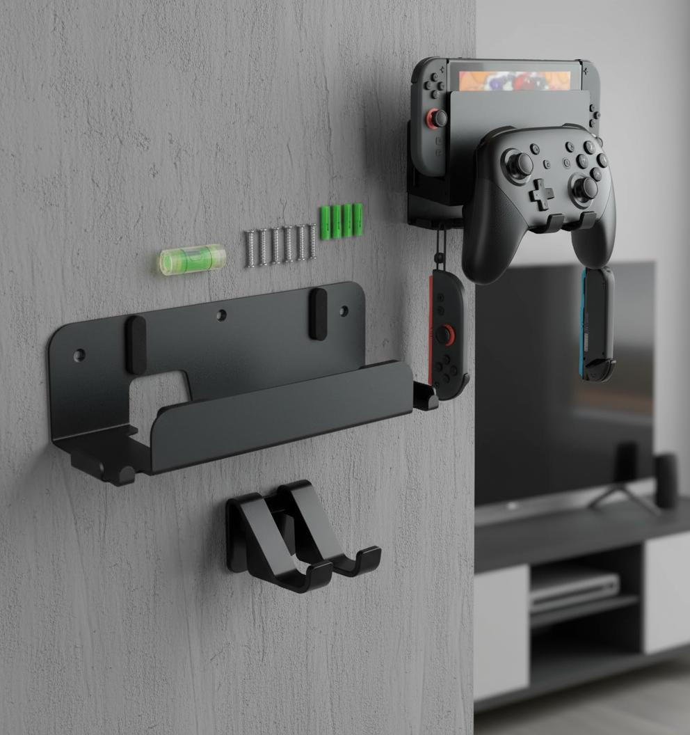 Wall Mount Stand for Nintendo Switch 1/2 with Controller Hook - Space ...