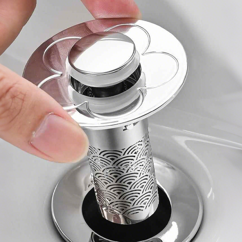 Washbasin drain plug, push-button drain, spring-loaded core, universal ...