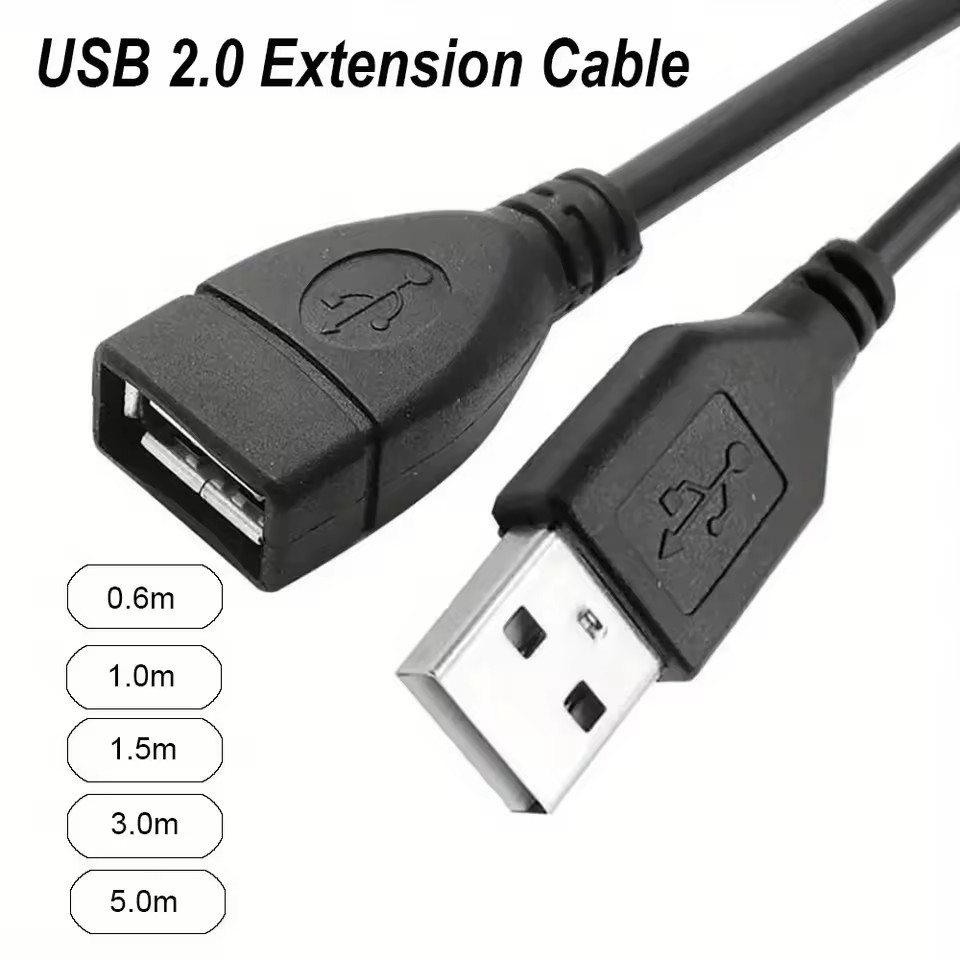 USB 2.0 A Male to A Female Data Sync Black Charger Extension Cable Cord ...