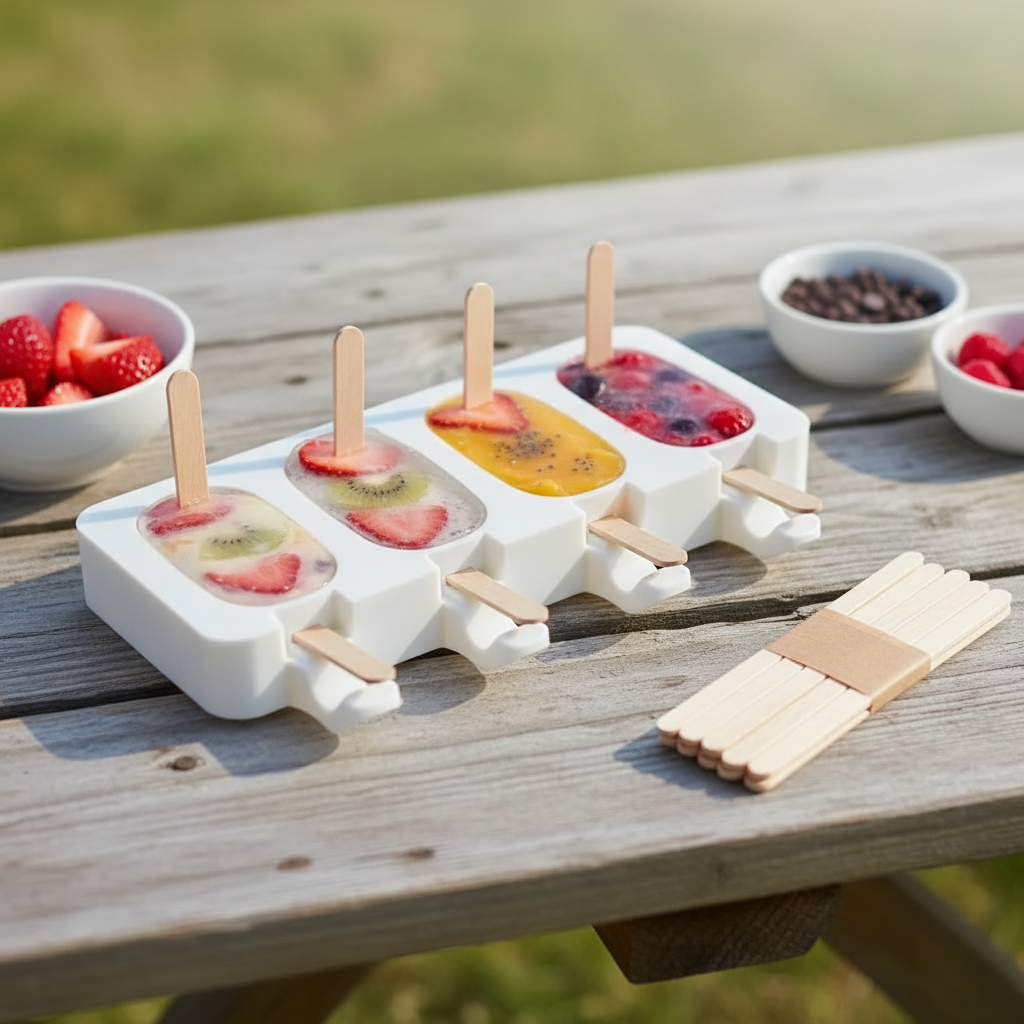 Popsicle Ice Cream Mold Silicone with 50 Magnum Party Sticks and 4 ...