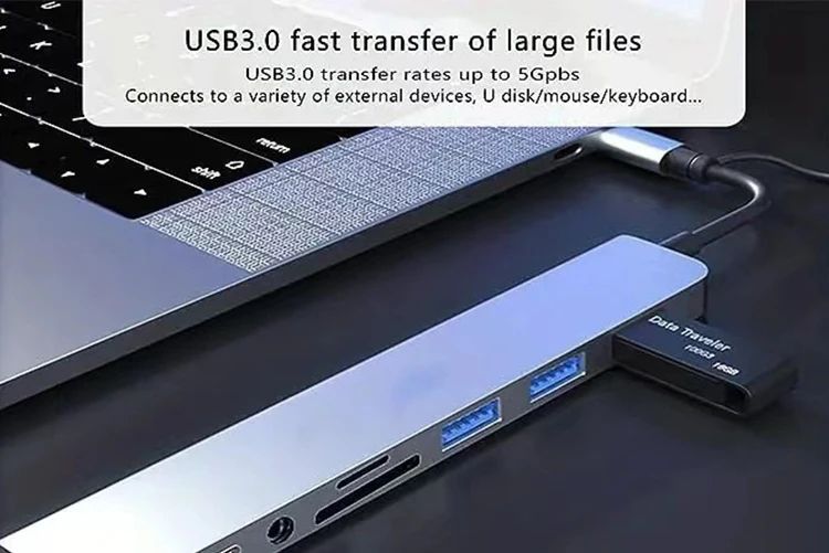 Usb port hub Splitter Data Transfer+TF +SD +3.5mm Audio Docking Station ...