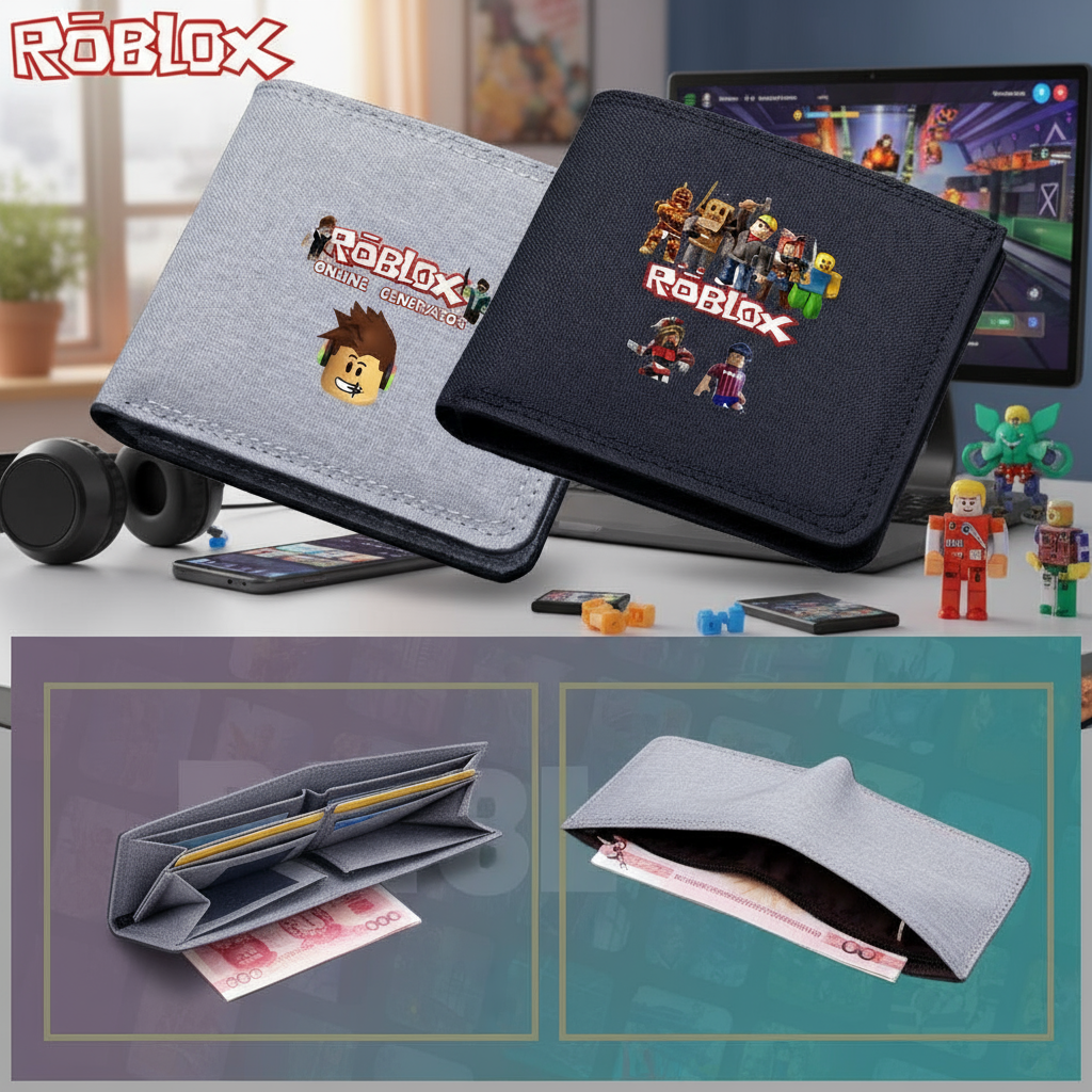 Roblox Kids Wallet - Canvas Bifold Coin Purse with Print, Boy Anime ...