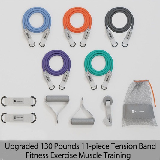 130LB Resistance Bands Set 11pcs Tension Exercise Training Kit with ...