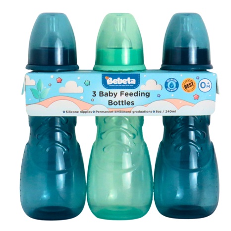 Bebeta Baby Feeding Bottle 8oz Regular Neck Wishbone Design 3pcs Pack ...