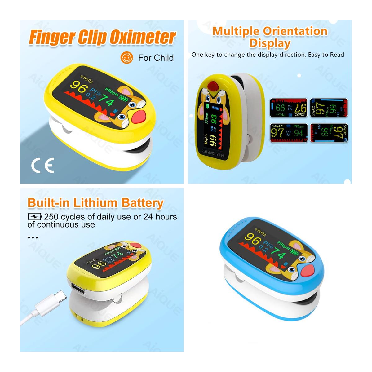 Rechargeable Child Finger Pulse Oximeter for Medical Nurses, Pediatric ...