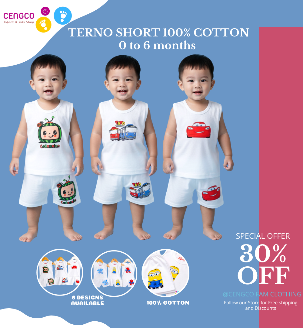 3 Pairs Terno Sando Short For Baby Boy Non Faded Prints Pure Cotton ...