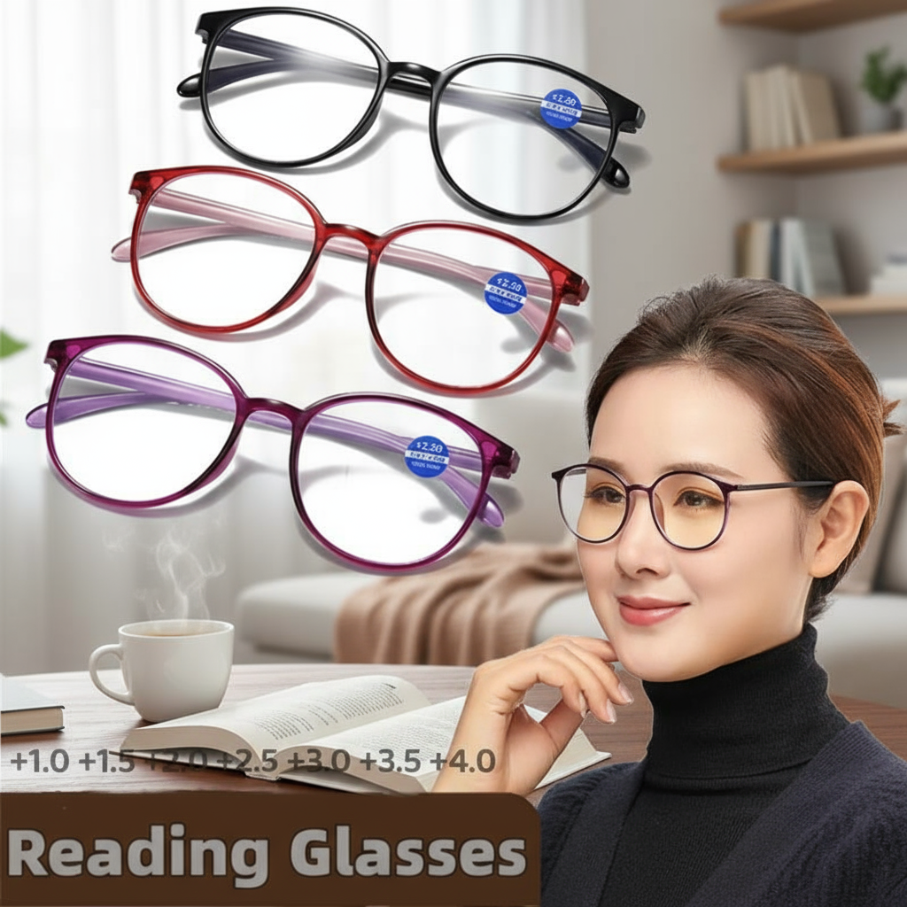 Old-fashioned Circular Reading Glasses for Women - Anti Blue Light ...
