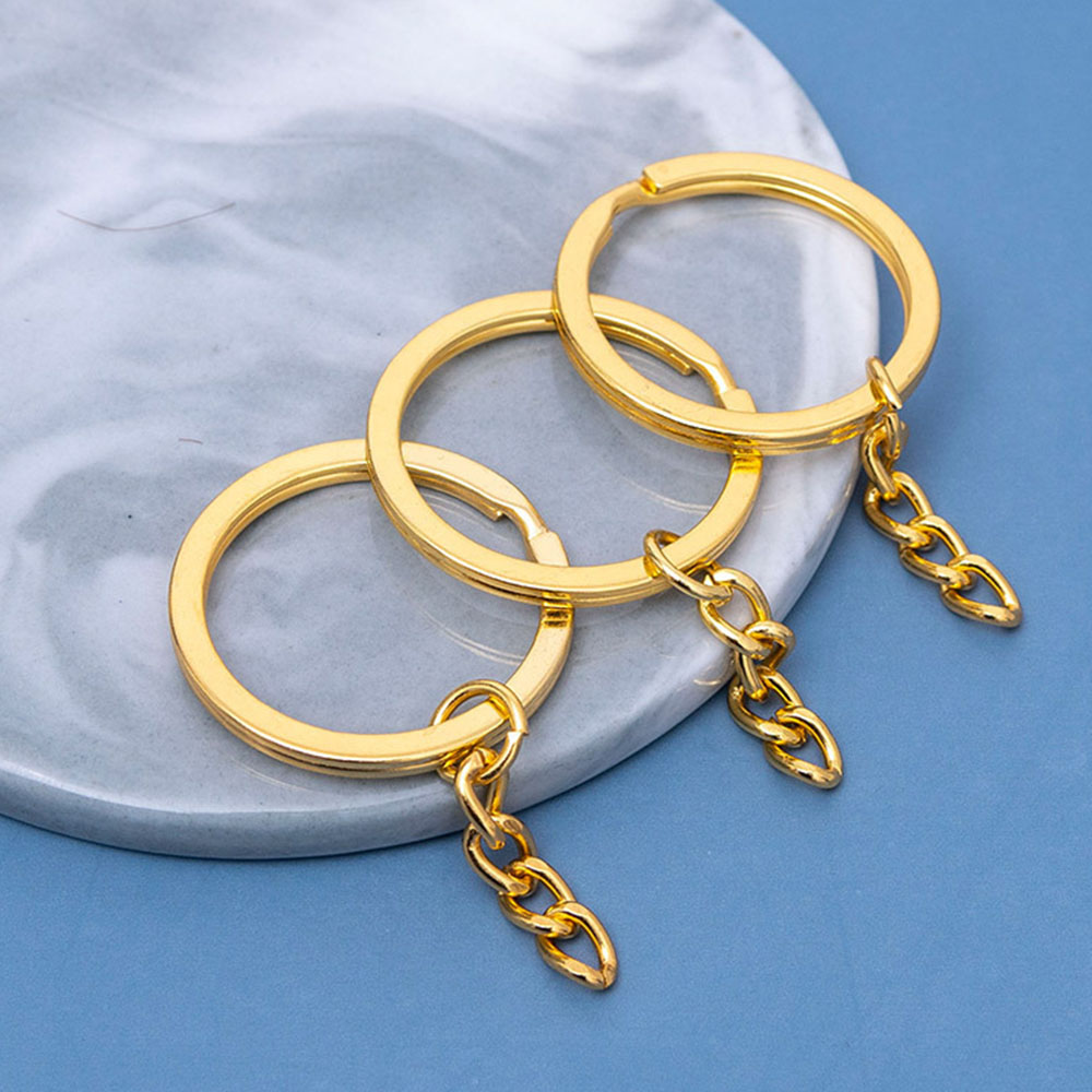100 Pieces 25mm Gold Keychain DIY Key Rings Split Rings Short Chain Key ...