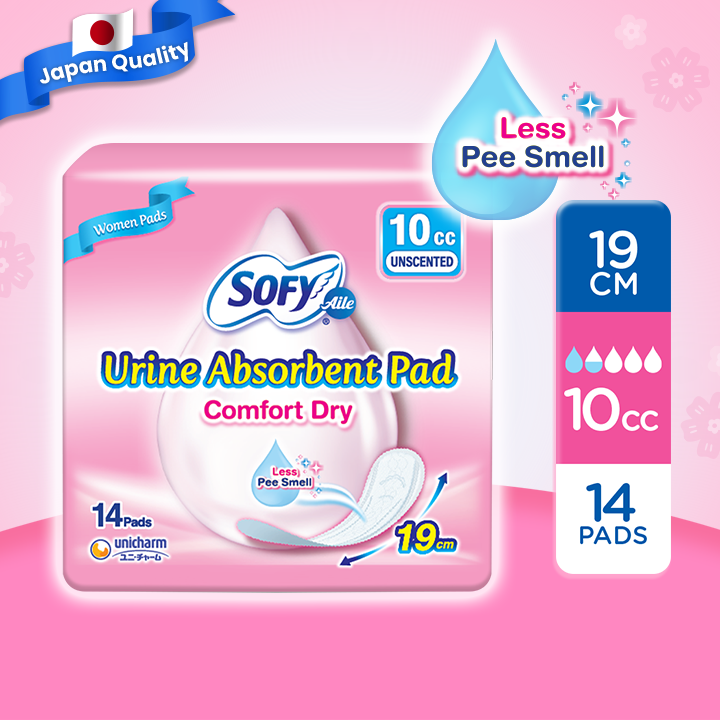 SOFY AILE Urine Absorbent Pad (Comfort Dry) 14pcs - 10cc (19cm ...