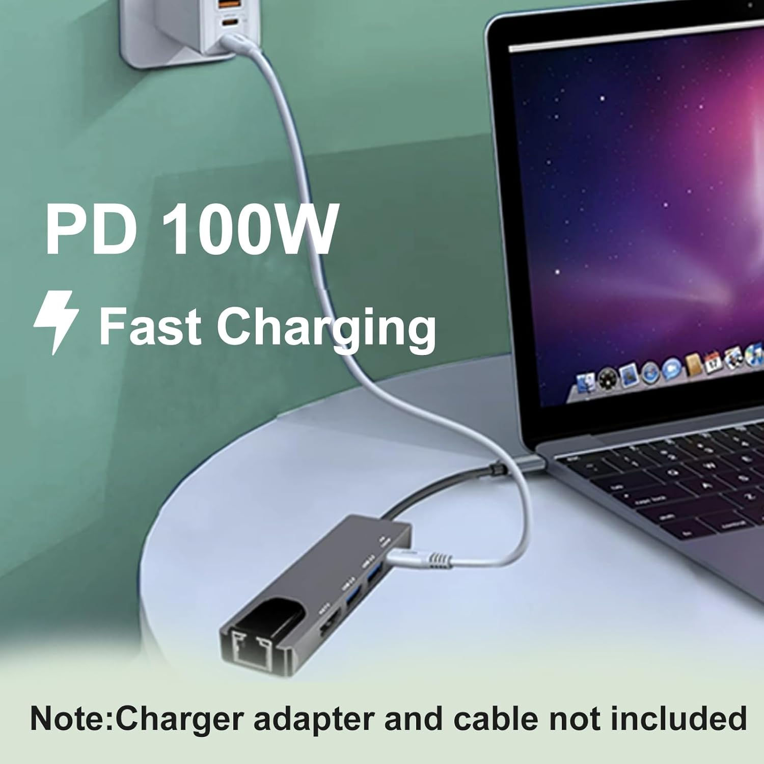 For Laptops 5-in-1 Type C Multiport Hub with 4K HDMI RJ45 USB SD Card ...