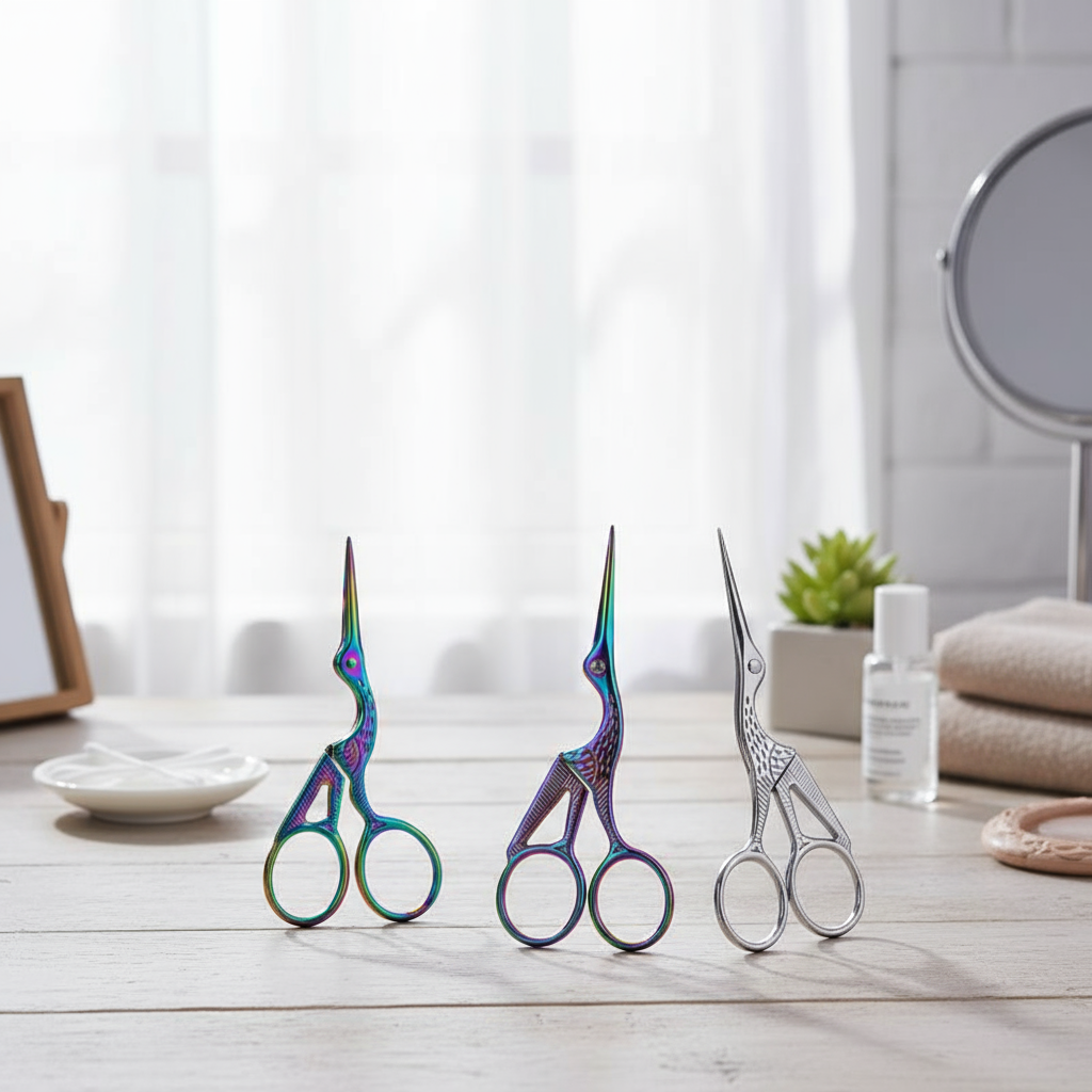 Retro Men's Nose Hair Scissors with Creative Golden Crane Design for ...