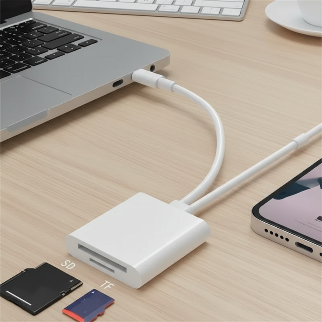 Dual Card OTG Reader for SD TF Memory Cards, USB C Lightning Interface ...