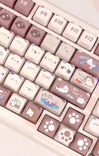 Mocha Cat Coffee Keycaps 140 Keys MAO Height PBT Material Five sided ...