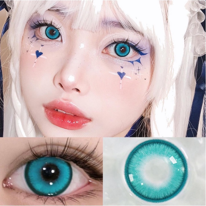 UYAAI 2PCS\1PAIR color contact lens cosplay green contact lens Cyan 14 ...