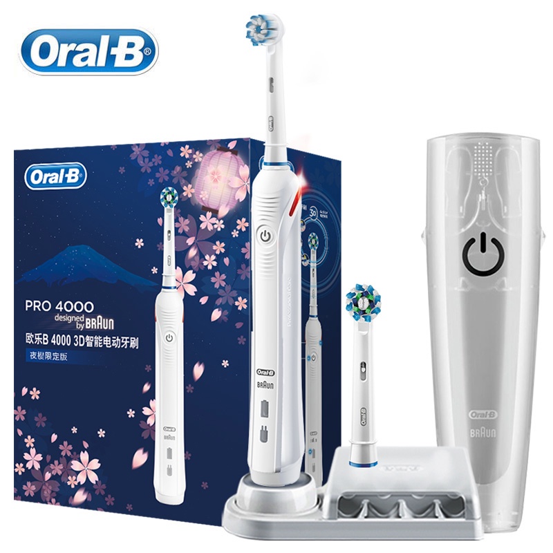 Oral B Pro 4000 3D Smartseries Ultrasonic Electric Toothbrush for Adult With Visible Pressure ...