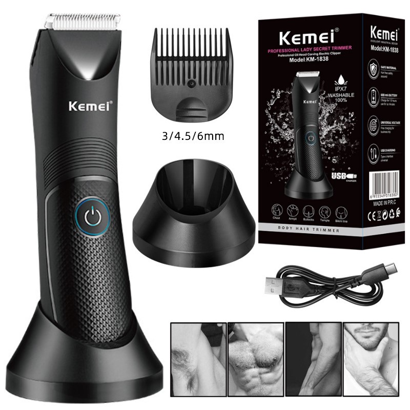 Kemei Multifunction Electric Hair Cutting Machine KM-1838 USB Base Washable Men Shaver | Shopee ...