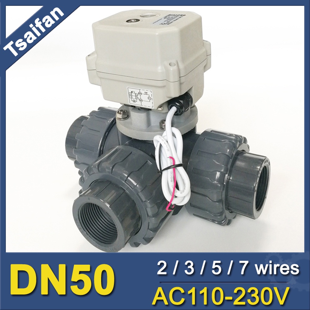 DN50 3-Way Electric Motorized Valve 2"; UPVC Electric Automatic Control ...