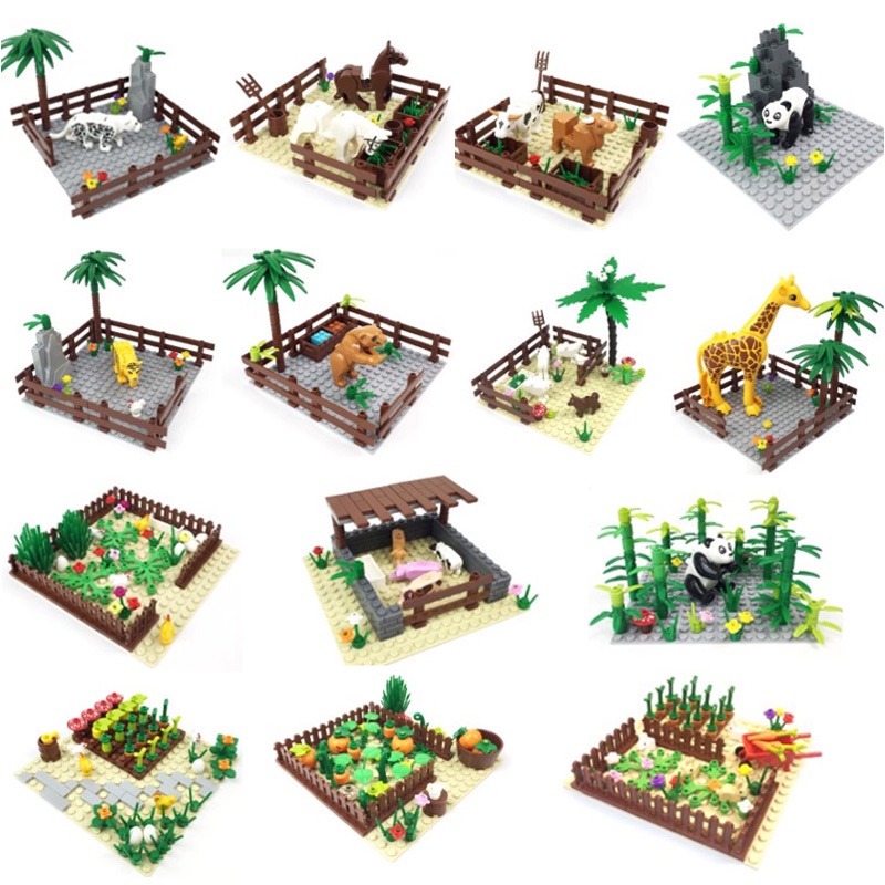 City Zoo MOC Building Blocks Animal Farm Pet Bear Giraffe Panda Sheep ...