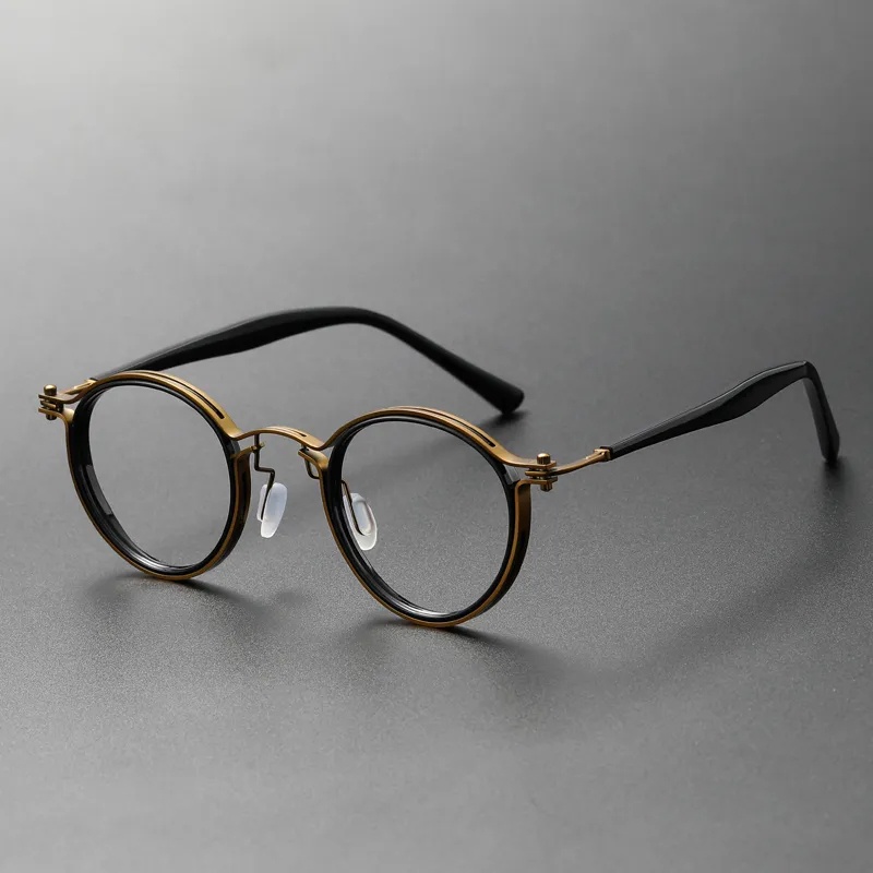 Fashion Round Spectacle Frame Men Women Acetate Titanium Optical ...