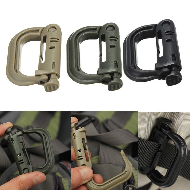 1PC Attach Plasctic Shackle Carabiner D-ring Clip Molle Webbing ...