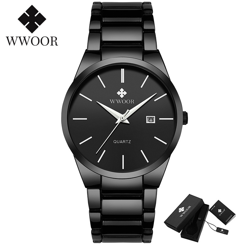 Wwoor Top Brand Luxury Stainless Steel Waterproof Date Quartz Clock ...