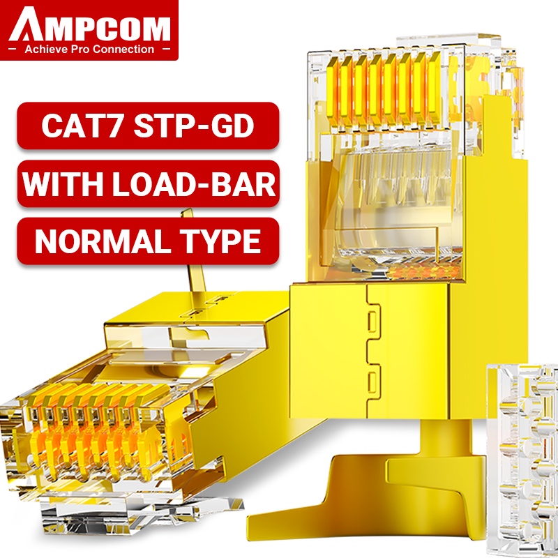 AMPCOM 2-Piece CAT6A & CAT7 Shielded RJ45 Modular Plug Connector 50U ...
