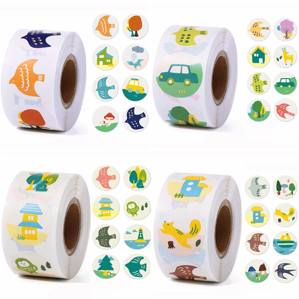 500pcs Cute Cartoon Stickers Round Reward Sticker Adhesive Labels for ...