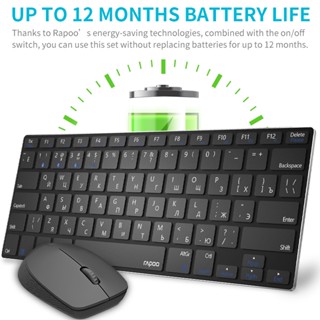 Rapoo 9010M Multi Mode Wireless Mouse And Ultra Slim Keyboard 1300 DPI ...