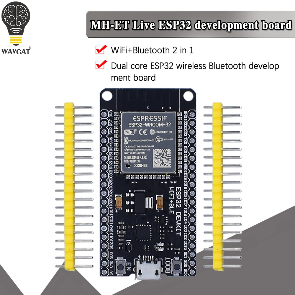 WAVGAT ESP32 Development Board WiFi+Bluetooth Ultra-Low Power Consumption Dual Core ESP-32 ESP ...