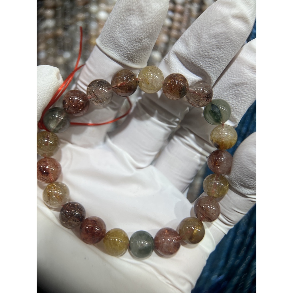 Natural Red Rutilated Quartz Heteroblastic crystal Handmade Bracelet ...