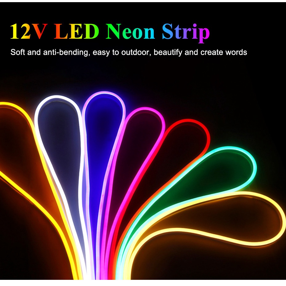 Xnbada 5M Neon LED Strip Light Flexible neon DC 12V IP67 waterproof ...