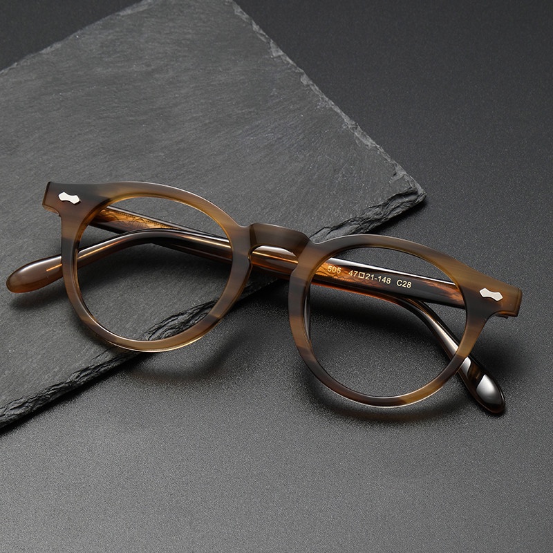 2023 Fashion Round Spectacle Frame Men Acetate Optical Glasses frame ...
