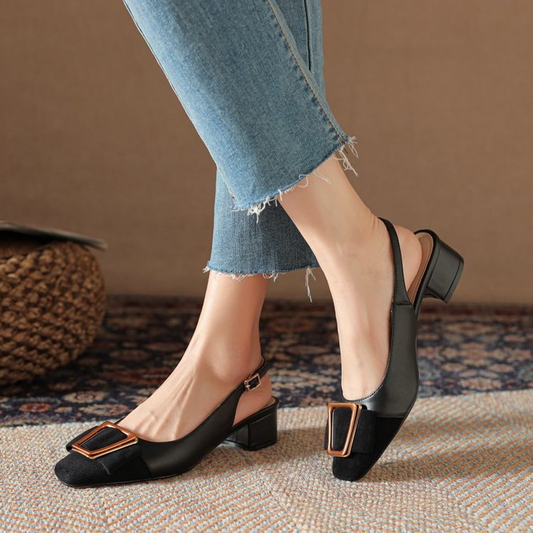 Martini Korean Retro Apricot Close Classy Office Shoes For Ladies With ...