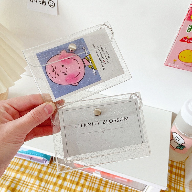 Transparent Glitter PVC Card Bag with Key Chain/Bank Cards ID Card Bags ...