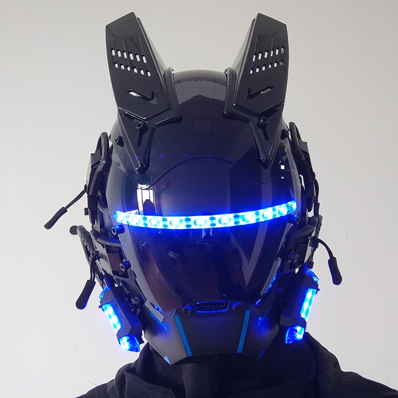 Cyberpunk LED Mask cosplay Mask Technology Helmet Party Mask Black ...