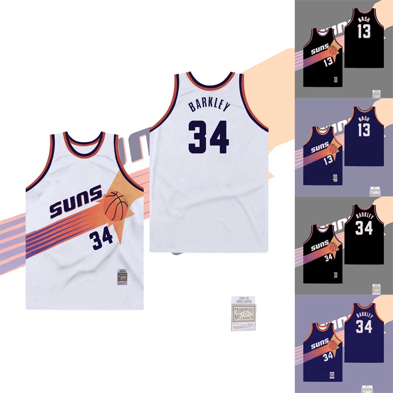 New Jersey Suns 13 # Nash 34 # Barkley White Purple Black Vintage NBA ...
