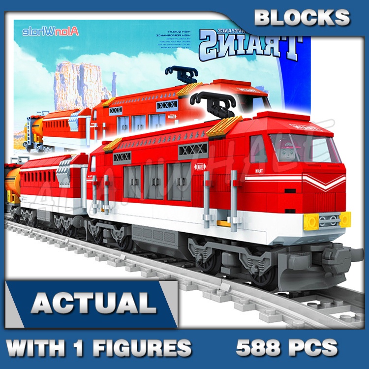 588pcs City Cargo Trains Locomotive Railway Engine Light Oil Rail ...