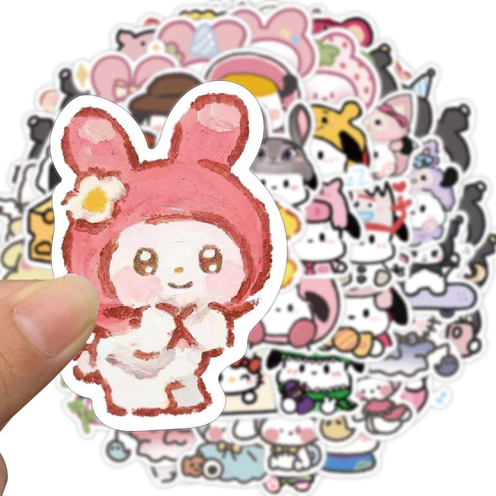 [Large stickers]56pcs Mixed Sanrio Sketch Stickers Cute Hello Kitty ...